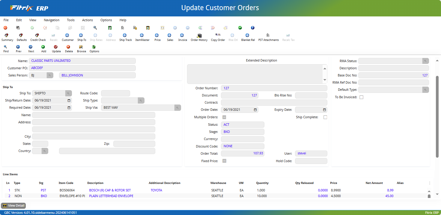 Order Entry | Fitrix